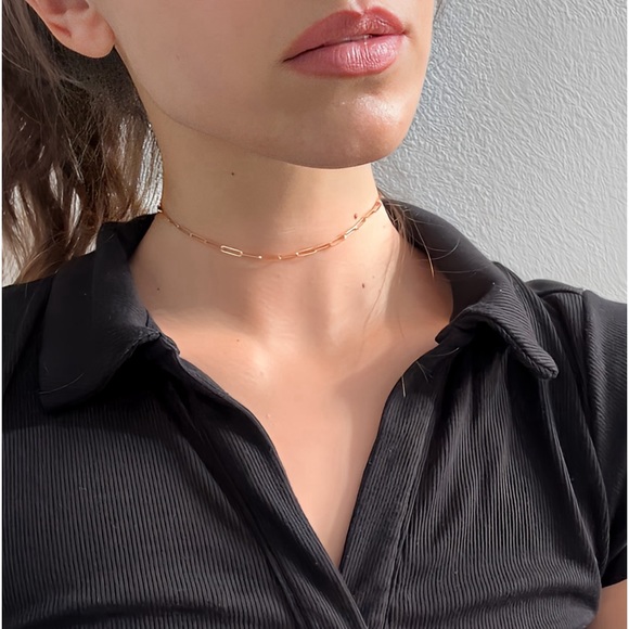 Pretty Bird | Jewelry | 4 Choker Rose Gold Plated Skinny Paperclip ...